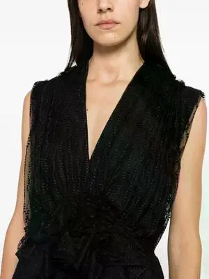 Alberta Ferretti Ruffled-hem Top - Black