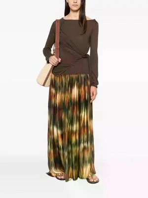 CONNOR&BLAKE Abstract-print Smocked-waist Maxi Skirt