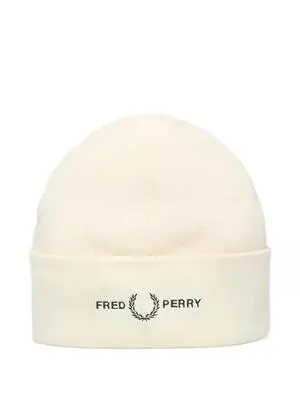 Fred Perry Logo-embroidered Turn-up Beanie Hat - Neutrals