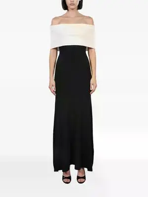 Roland Mouret Off-shoulder Colour-block Maxi Dress