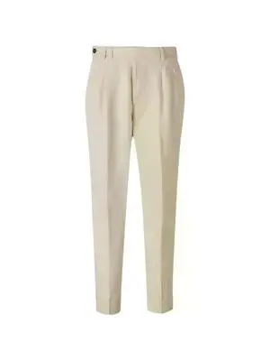 PT TORINO Pleated Turn-up Trousers - Neutrals