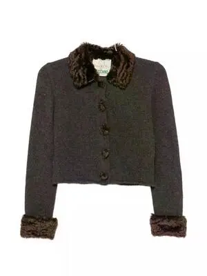 Moschino 2000s Faux-fur Trim Jacket - Brown