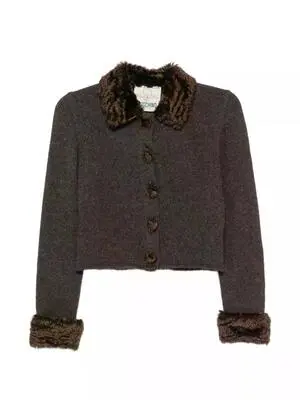 Moschino 2000s Faux-fur Trim Jacket - Brown