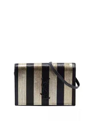 Saint Laurent 2018 Metallic Striped Fabric Monogram Kate Crossbody Bag