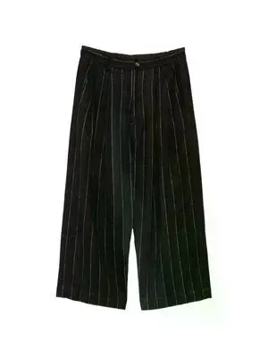 ZIGGY CHEN Pinstripe-pattern Pleated Trousers - Brown