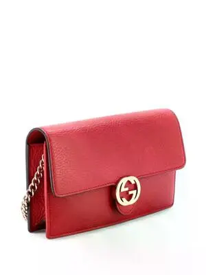 Gucci Interlocking Wallet On Chain Leather Crossbody Bag