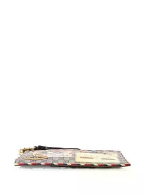 Gucci Courrier Pouch Gg Coated Canvas With Applique Clutch Bag