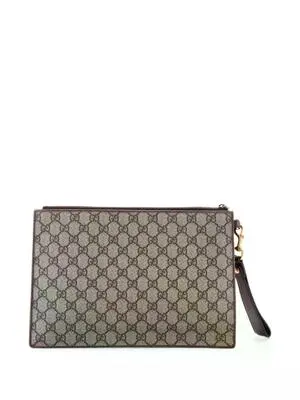 Gucci Courrier Pouch Gg Coated Canvas With Applique Clutch Bag