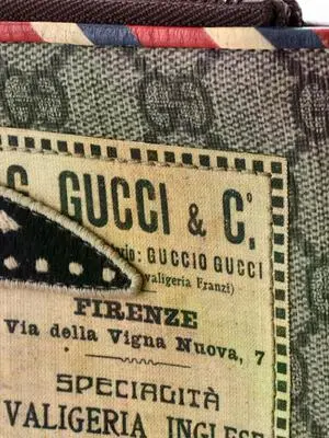 Gucci Courrier Pouch Gg Coated Canvas With Applique Clutch Bag