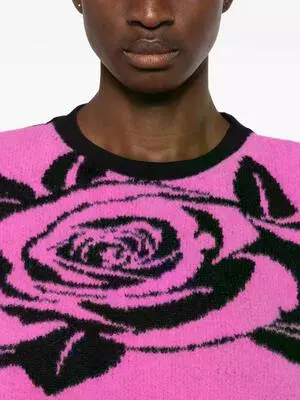 AKEP Rose-intarsia Intarsia-knit Sweater - Black