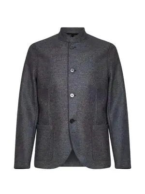 Harris Wharf London Nehru Mandarin-collar Virgin-wool Jacket - Grey