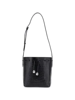 LIFFNER Small Charm Crocodile-effect Leather Bucket Bag - Black