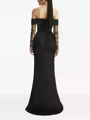 BENEDETTO Off-shoulder Mesh-sleeve Maxi Dress