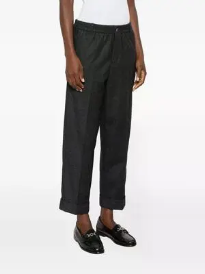 Closed Elasticated-waistband Trousers - Grey
