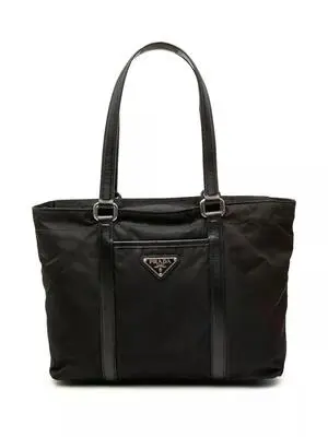 Prada 2013-2026 Saffiano Trimmed Tessuto Tote Bag - Black