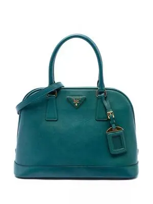 Prada 2010-2026 Medium Saffiano Lux Open Promenade Satchel - Blue