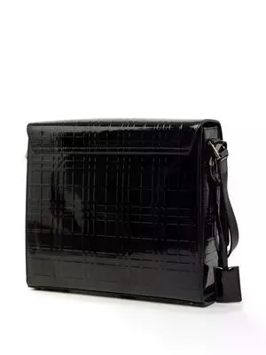 Burberry 2000-2017 House Check Embossed Patent Crossbody Bag - Black