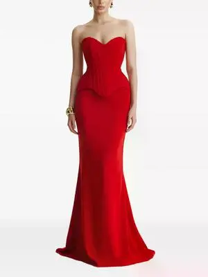 BENEDETTO Strapless Peplum Corset Top - Red
