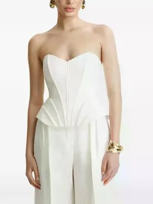 BENEDETTO Structured Peplum Corset Top - White