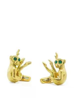 David Webb Emerald Monkey Cufflinks