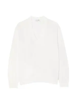 Lacoste Ribbed-knit V-neck Cardigan - White