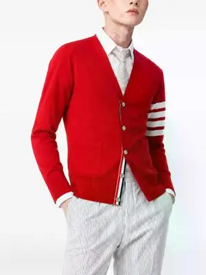 Thom Browne 4-bar Merino Wool Cardigan - Red
