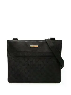 Gucci 2000-2015 Gg Canvas And Calfskin Crossbody Bag - Black