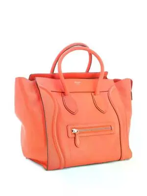 Celine Luggage Bag Grainy Leather Mini Tote Bag - Red