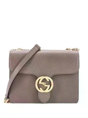 Gucci Interlocking Leather Small Shoulder Bag - Grey