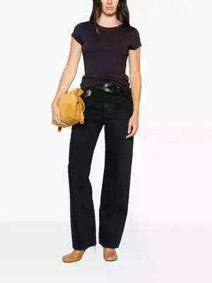 Loewe Anagram-embroidered Bow-detail T-shirt - Blue