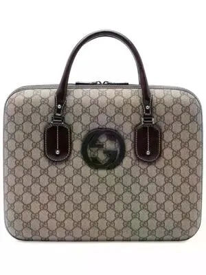 Gucci 2016-2026 Gg Supreme Interlocking G Briefcase Business Bag - Neutrals