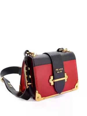 Prada Cahier Leather And Saffiano Leather Small Crossbody Bag - Red