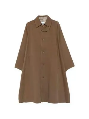 ELEH Gingham-collar Raglan-sleeve Coat