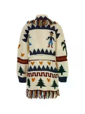 FRANTIC December Fringe-trimmed Belted Cardigan
