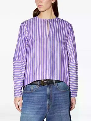 Liviana Conti Vertical-stripe Long-sleeve Blouse - Purple