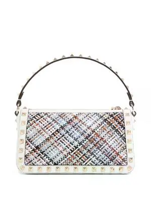 Valentino Garavani Rockstud Small Shoulder Bag In Woven Fabric