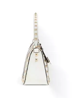 Valentino Garavani Rockstud Small Shoulder Bag In Woven Fabric