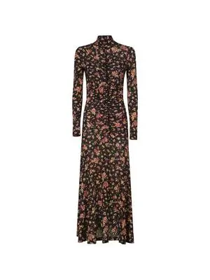 Ulla Johnson Ida Floral-print Ruched Midi Dress - Black