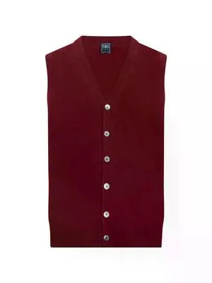 Fedeli Sleeveless V-neck Cardigan - Red