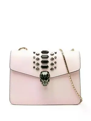 BVLGARI 2012 Embellished Calfskin Serpenti Forever Crossbody Bag - Pink