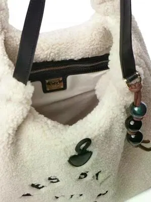 V°73 Teddy-effect Embroidered Shoulder Bag