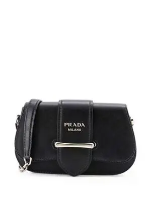 Prada Sidonie City Calf With Saffiano Mini Shoulder Bag - Black