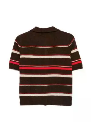 ROBERTO COLLINA Striped Short-sleeved Shirt - Brown