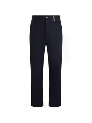 Moschino Logo-patch Straight-leg Trousers - Blue