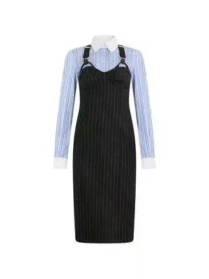 Moschino Pinstriped Suspender-style Midi Shirt Dress
