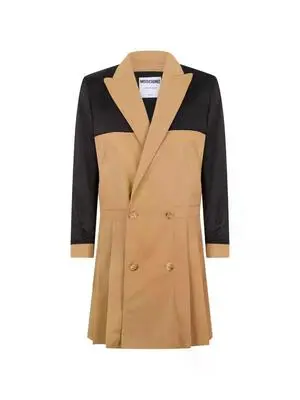 Moschino Double-breasted Pleated-design Coat - Neutrals