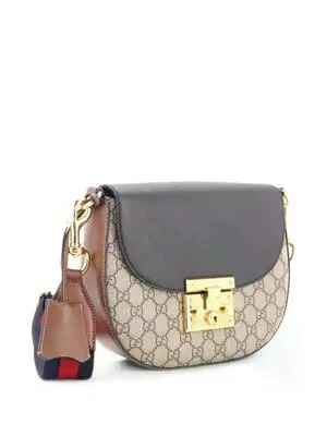 Gucci Padlock Saddle Shoulder Bag Gg Coated Canvas And Leather Medium Crossbody Bag