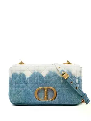 Dior 2022 Medium Denim Tie Dye Macrocannage Caro Bag Crossbody Bag - Blue