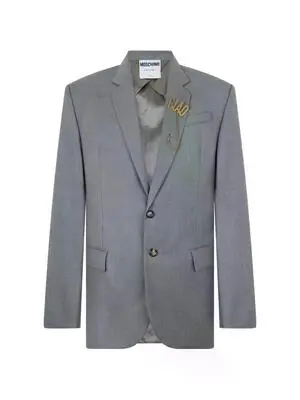 Moschino Logo-pin Single-breasted Blazer - Grey