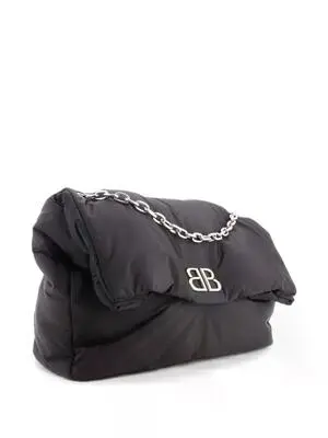 Balenciaga Monaco Chain Flap Nylon Large Shoulder Bag